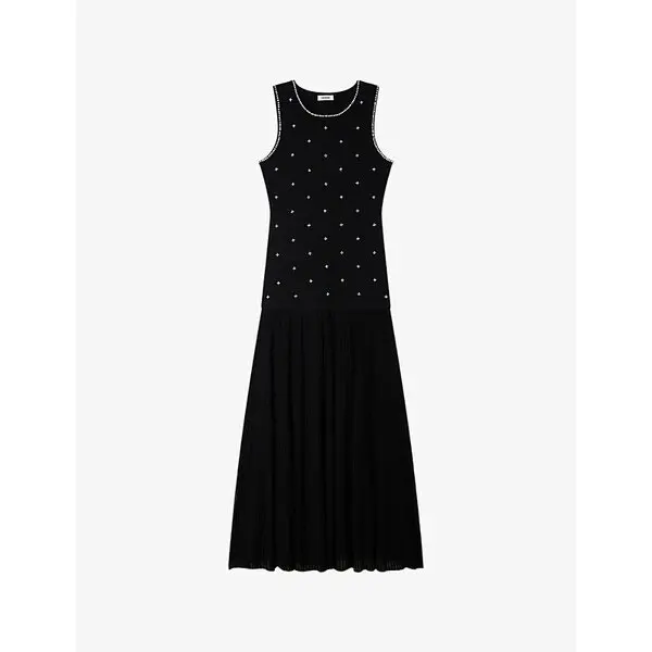 Sandro Rhinestone-embellished Knitted Maxi Dress