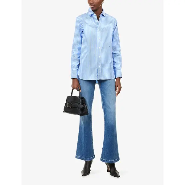 Paige Genevieve Mid-rise Stretch-denim Flare Jeans - Bookshelf
