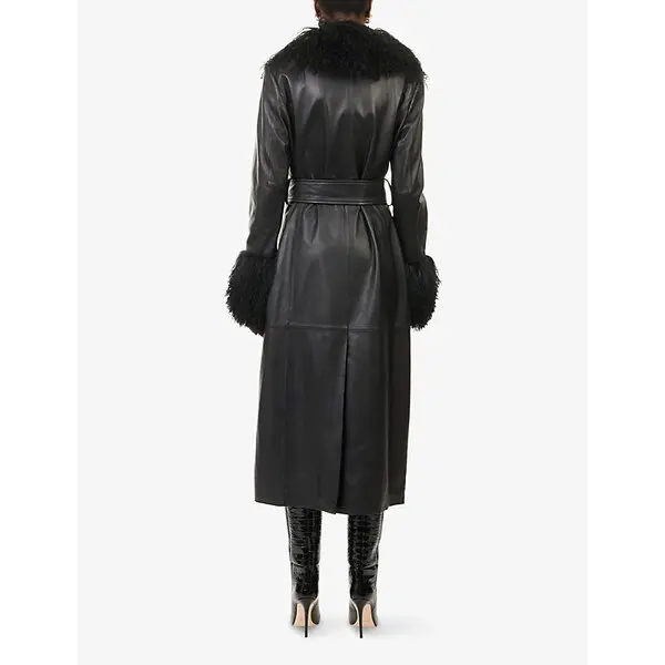 STAND STUDIO Monica Leather And Fur Coat