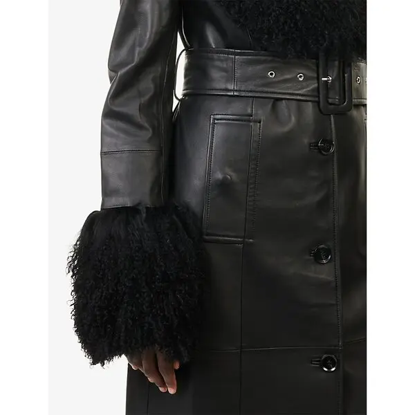 STAND STUDIO Monica Leather And Fur Coat