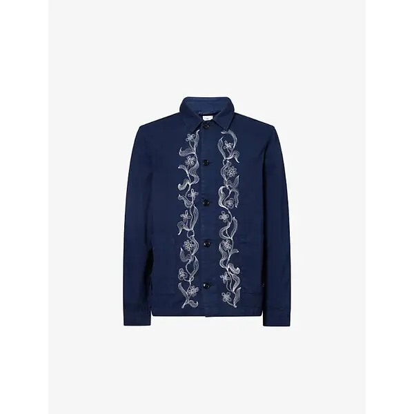 Paul Smith Floral-embroidered Cotton Chore Jacket - Blue