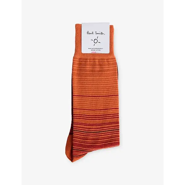Paul Smith Marcel Striped Cotton-blend Socks - Orange