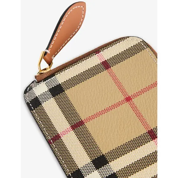 Burberry Large Check Zip Coated-canvas Card Case