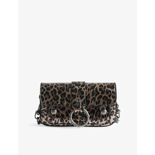 Zadig&Voltaire Leopard-print Metallic-leather Wallet Bag - Silver