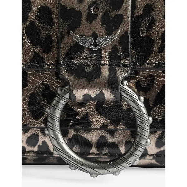 Zadig&Voltaire Leopard-print Metallic-leather Wallet Bag - Silver