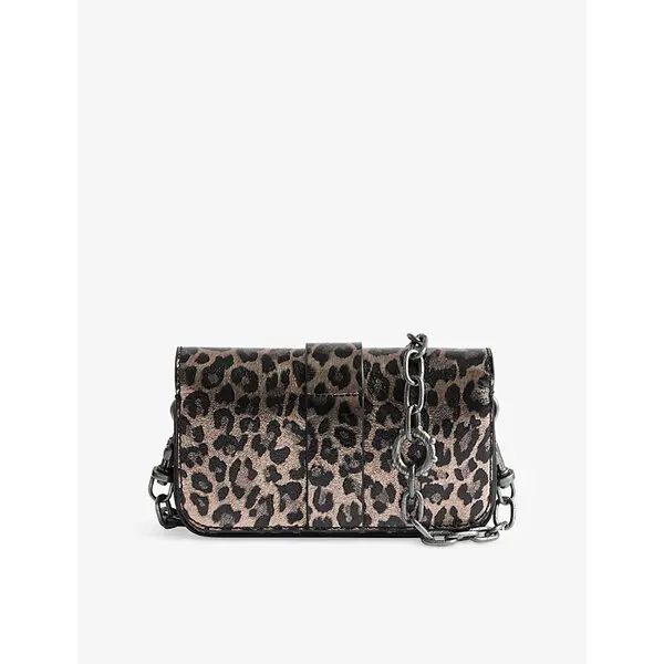 Zadig&Voltaire Leopard-print Metallic-leather Wallet Bag - Silver