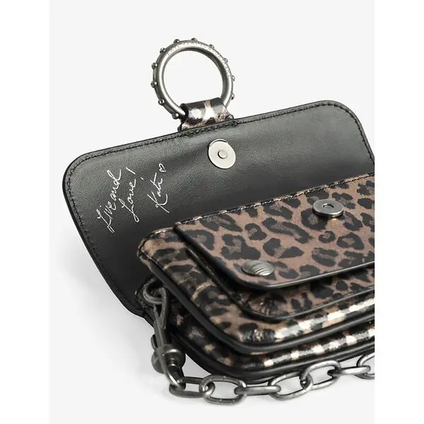 Zadig&Voltaire Leopard-print Metallic-leather Wallet Bag - Silver