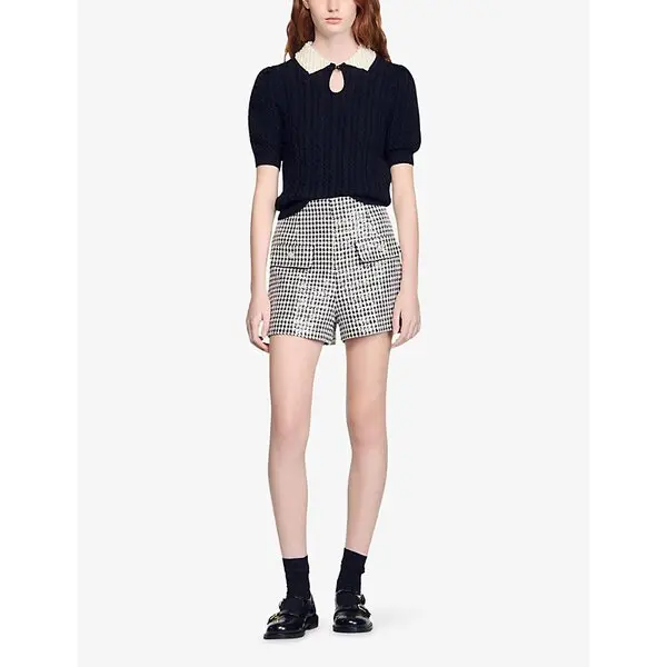 Sandro Embellished-collar Cable-knit Jumper