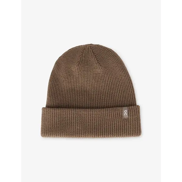 On Wool Beanie With Brand Patch - Cinder