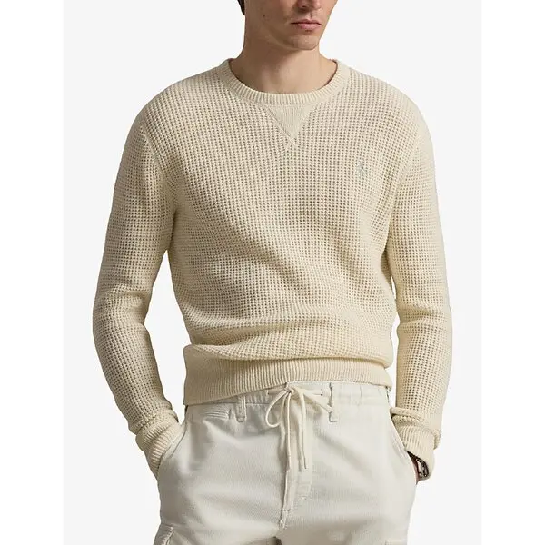 Polo Ralph Lauren Cotton And Wool-blend Jumper With Logo Embroidery - Cream