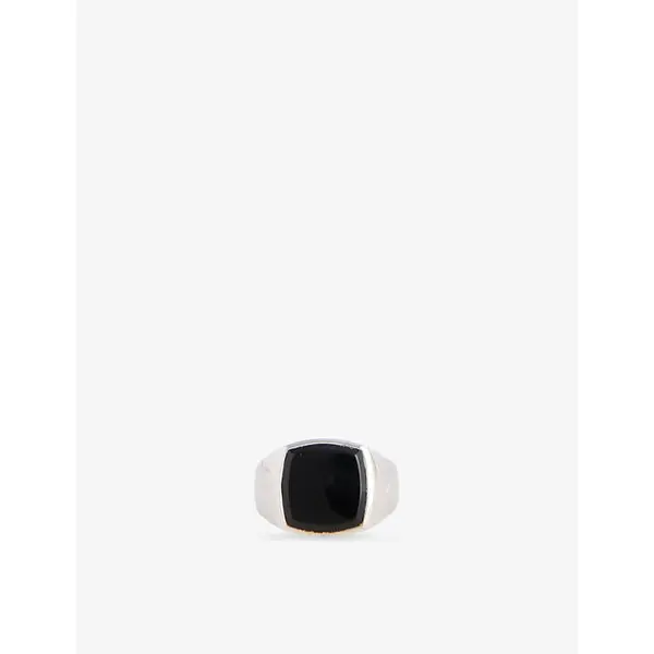 Tom Wood Cushion Polished Ring With Onyx Stone - Silver