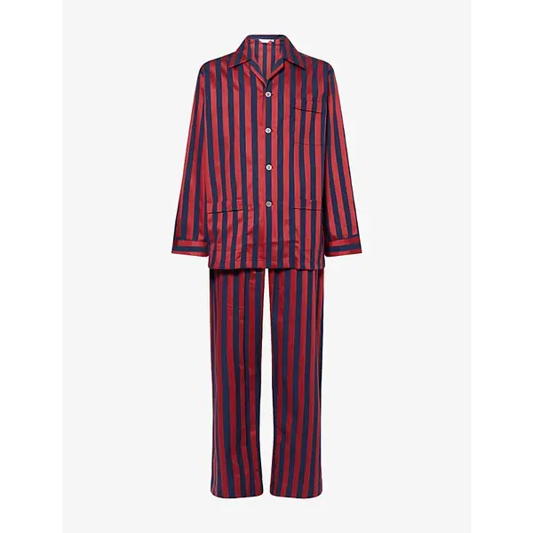 Derek Rose Royal Striped Cotton-poplin Pyjama Set - Navy