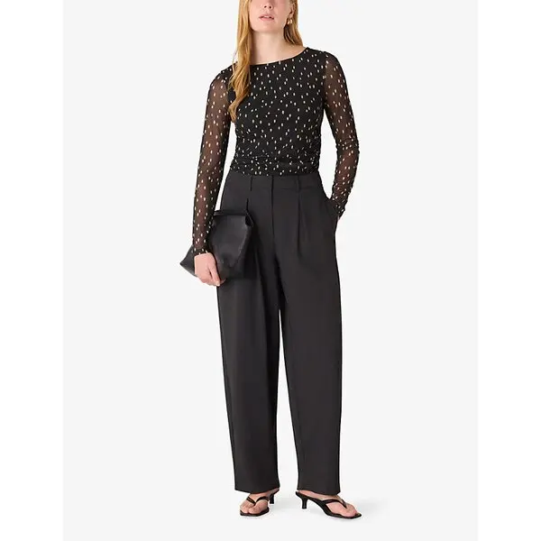 Whistles Spot Long-sleeve Stretch-mesh Top - Black