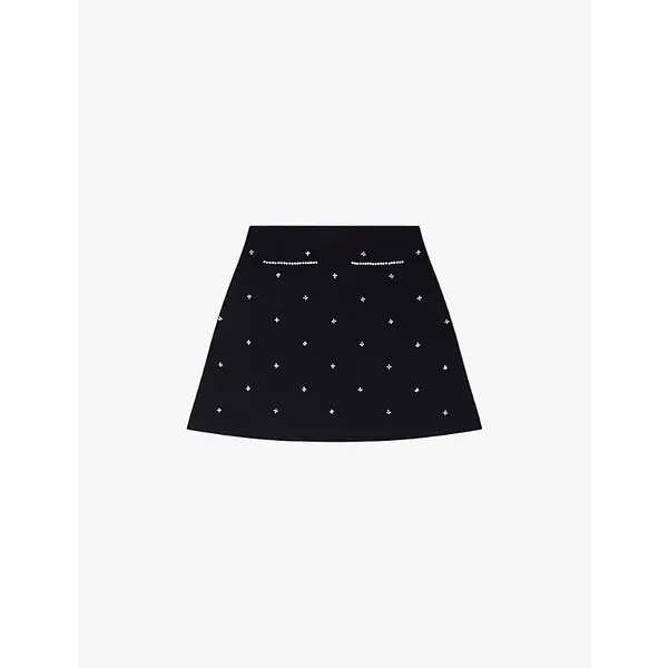 Sandro Rhinestone-embellished Knitted Mini Skirt