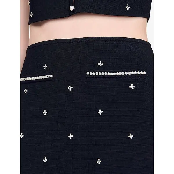 Sandro Rhinestone-embellished Knitted Mini Skirt