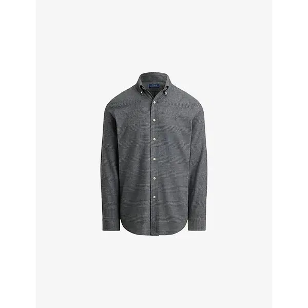 Polo Ralph Lauren Logo-embroidered Custom-fit Plaid Shirt - Grey