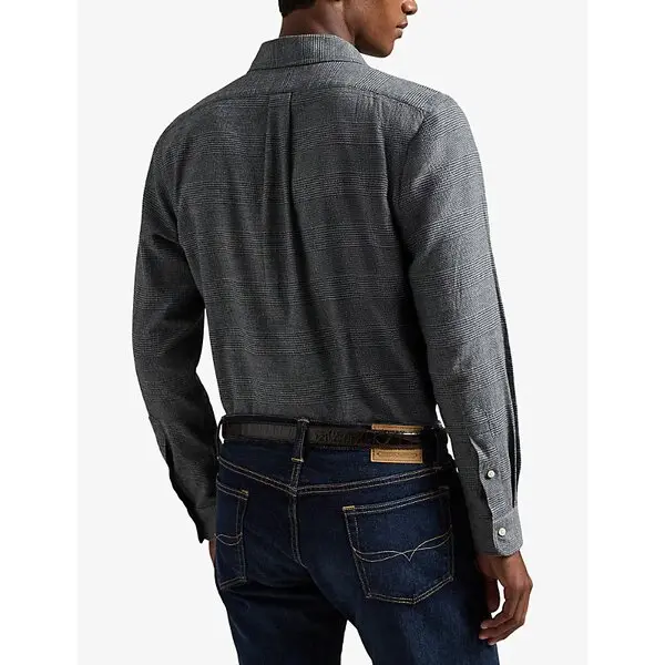 Polo Ralph Lauren Logo-embroidered Custom-fit Plaid Shirt - Grey