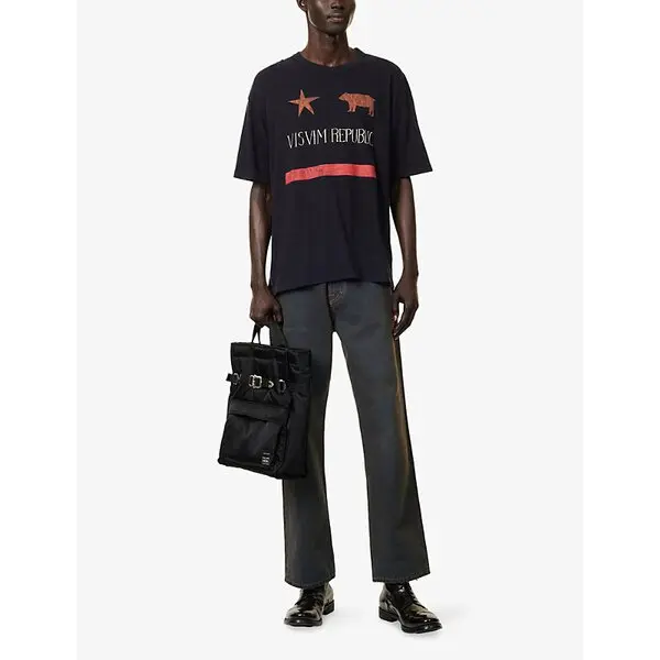 Visvim Jumbo Graphic Print Cotton-blend T-shirt - Navy