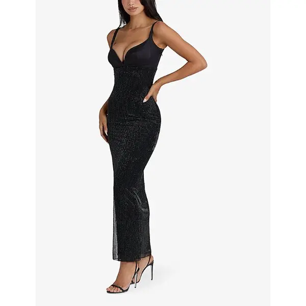 house of cb black long dress House Of CB Seren Dress Black