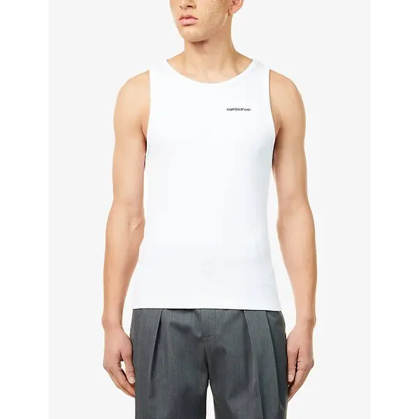 Casablanca Logo-embellished Ribbed Tank Top - White