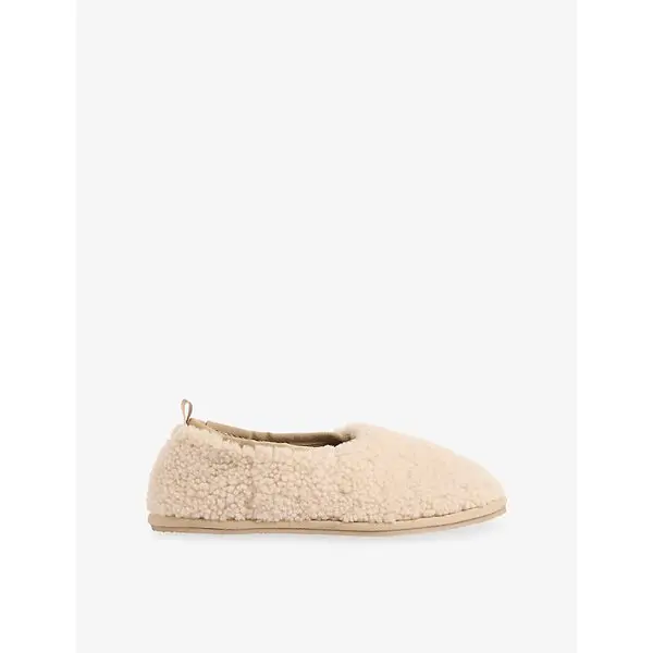 Whistles Shearling Ballet Slippers - Cream
