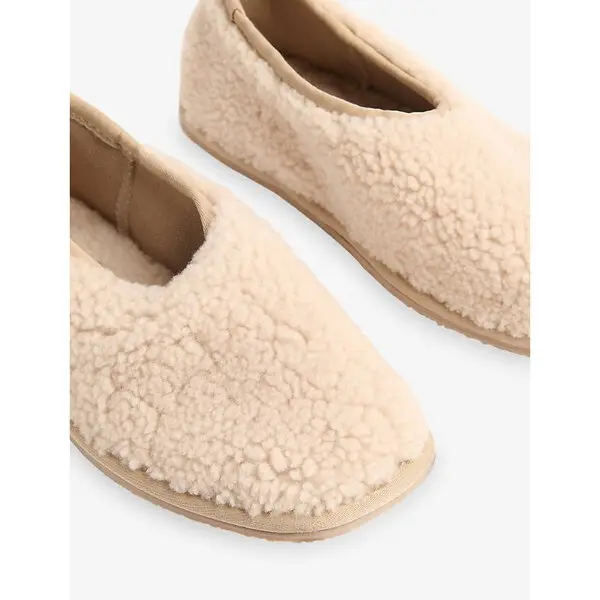 Whistles Shearling Ballet Slippers - Cream