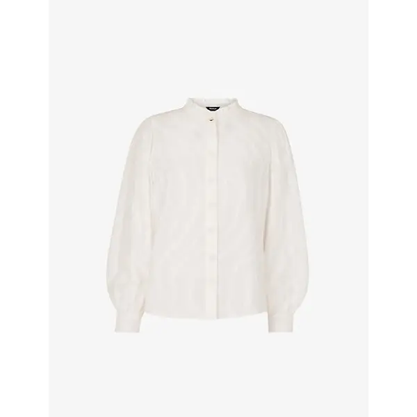 Whistles Animal-textured Stand-collar Woven Shirt - Cream