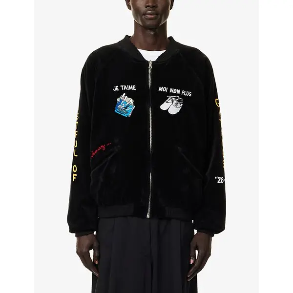PALY HOLLYWOOD Serge Souvenir Embroidered Velour Zip-up Jacket
