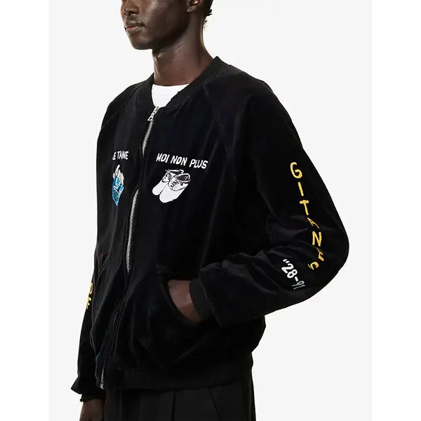 PALY HOLLYWOOD Serge Souvenir Embroidered Velour Zip-up Jacket
