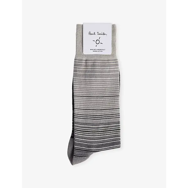 Paul Smith Marcel Striped Cotton-blend Socks - Grey