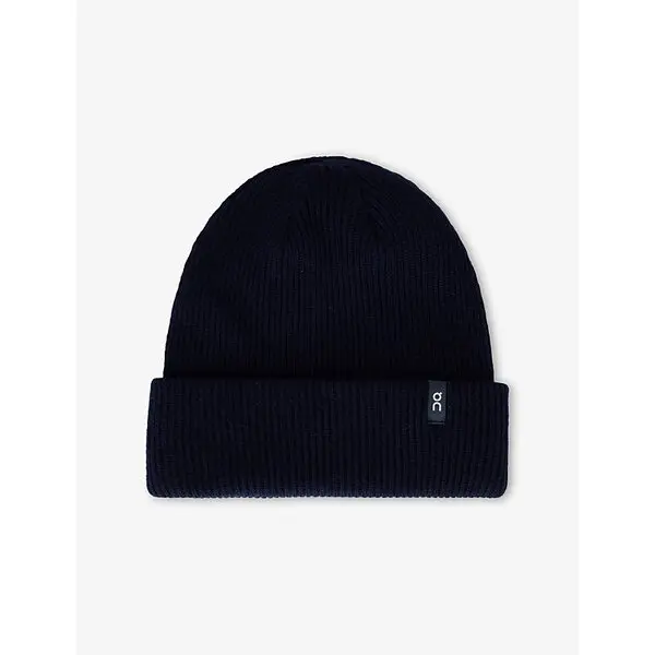 On Brand-patch Merino Wool Beanie - Midnight