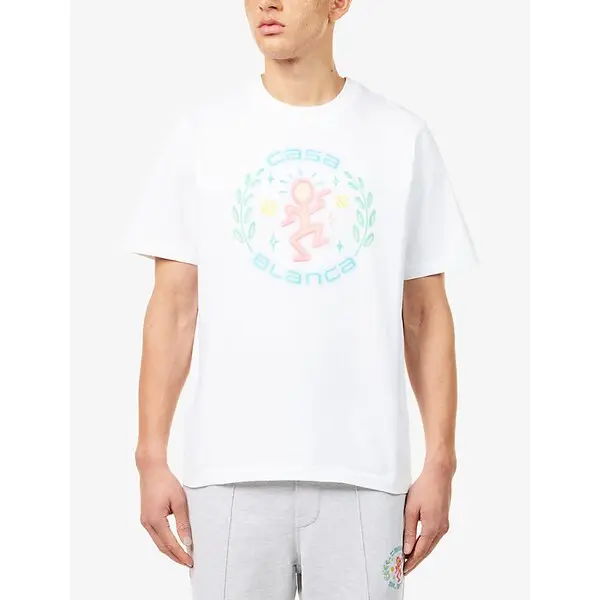 Casablanca Dance Joy Printed Cotton T-shirt - White