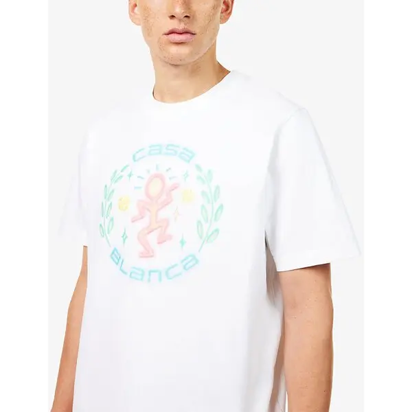 Casablanca Dance Joy Printed Cotton T-shirt - White