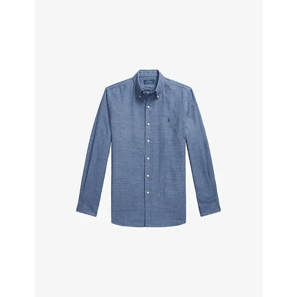 Polo Ralph Lauren Logo-embroidered Custom-fit Plaid Shirt - Blue