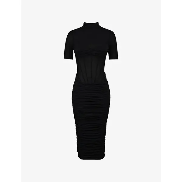 House Of Cb Stretch-mesh Midi Dress