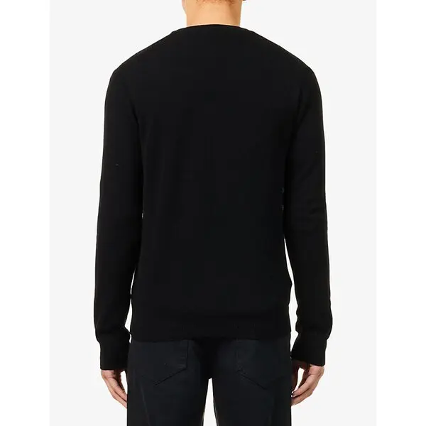 Play Comme Des Garcon Heart-embroidered Knitted Wool Cardigan - Black