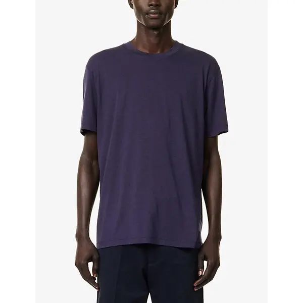 TOM FORD Short-sleeve Lyocell And Cotton-blend T-shirt - Navy Blazer