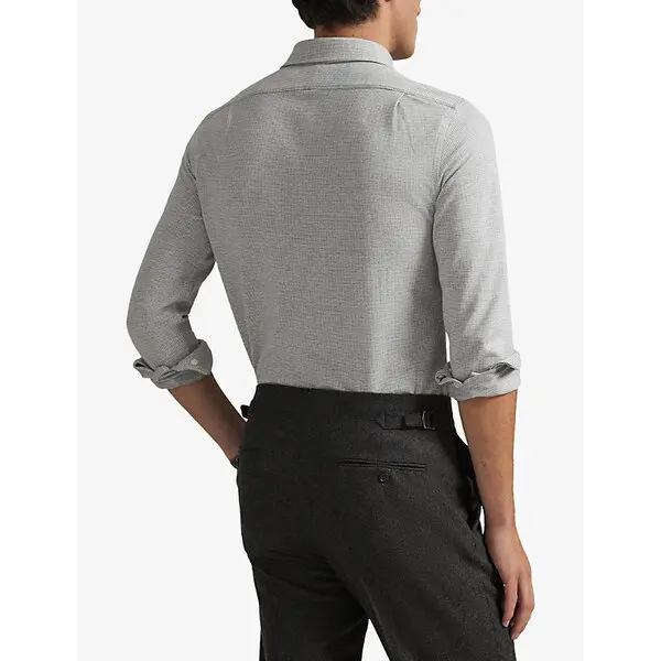 Polo Ralph Lauren Houndstooth Logo-embroidered Cotton-jersey Shirt - Cream