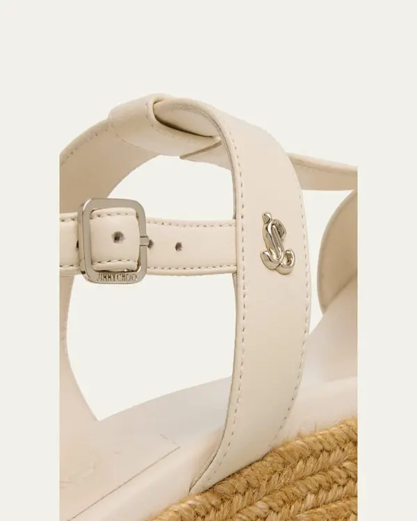 JIMMY CHOO Theia 60 Leather Espadrille Wedge Sandals