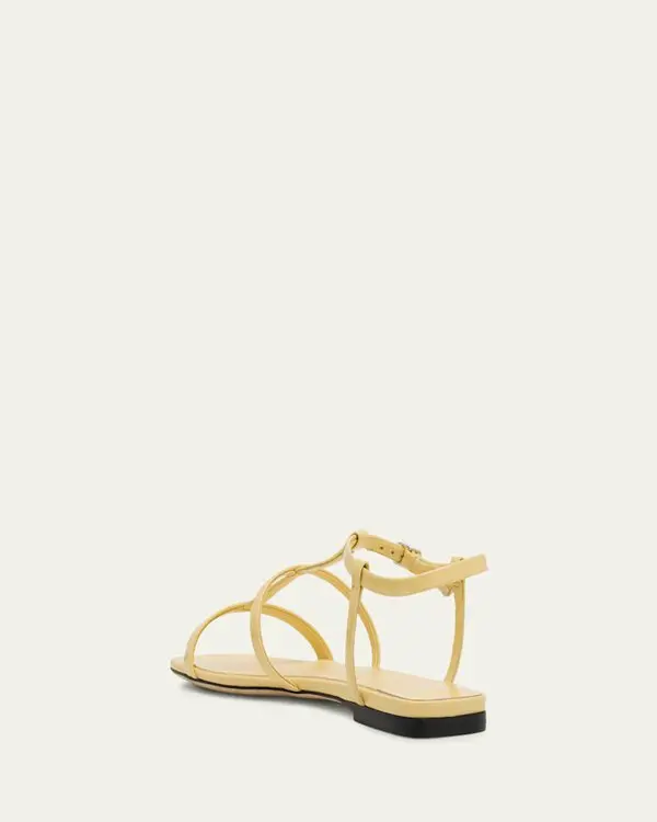 JIMMY CHOO Gwyn Leather Flat Sandals