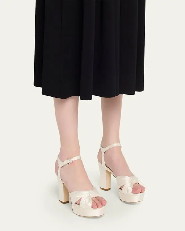 JIMMY CHOO 80mm Heloise Satin Platform Sandals