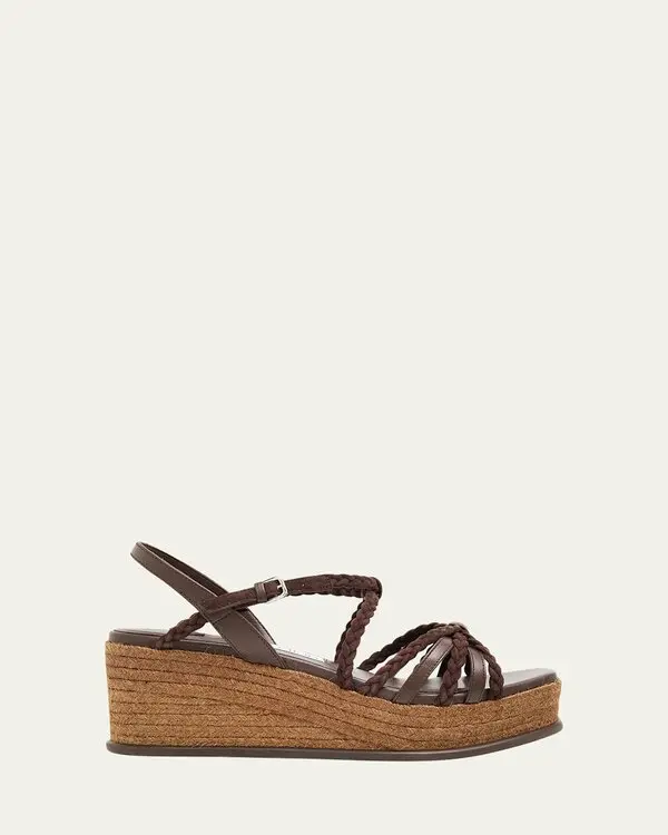 JIMMY CHOO 60mm Nyra Leather Espadrille Wedge Sandals