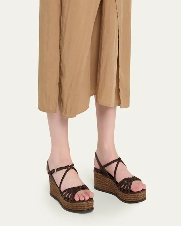 JIMMY CHOO 60mm Nyra Leather Espadrille Wedge Sandals