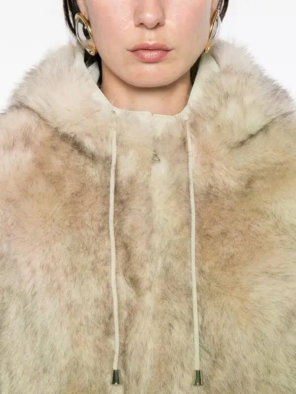 Maje Short Faux Fur Gilet With Hood - Neutrals