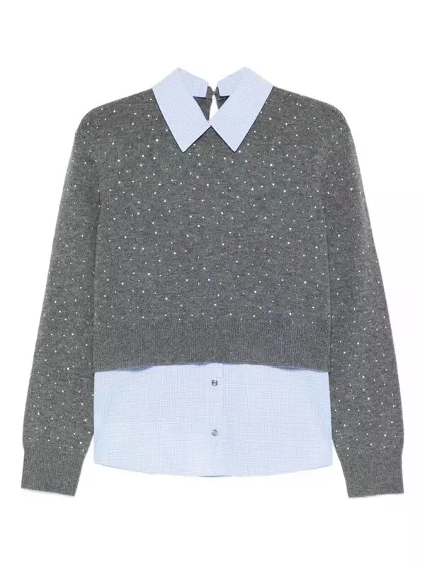 Maje Crystal-embellished Layered Sweater - Grey