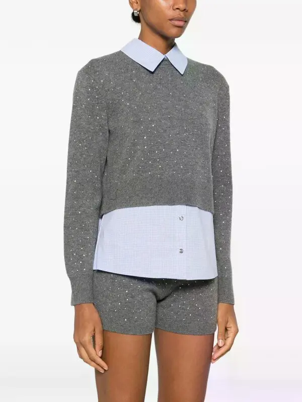 Maje Crystal-embellished Layered Sweater - Grey