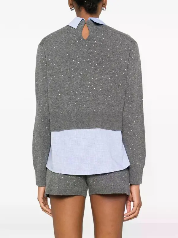 Maje Crystal-embellished Layered Sweater - Grey