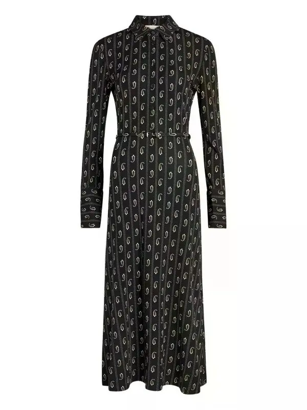 Tory Burch Paisley Belted Shirt Midi Dress - Blue