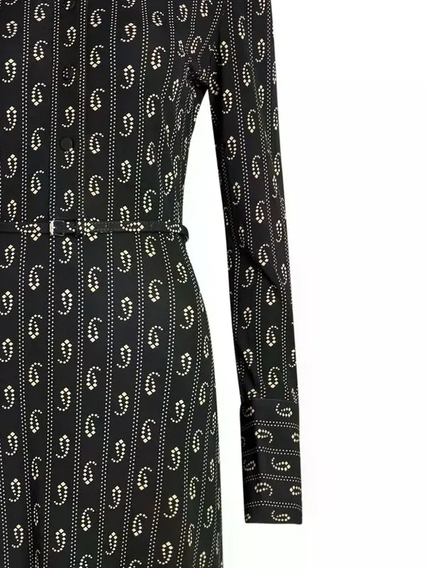 Tory Burch Paisley Belted Shirt Midi Dress - Blue