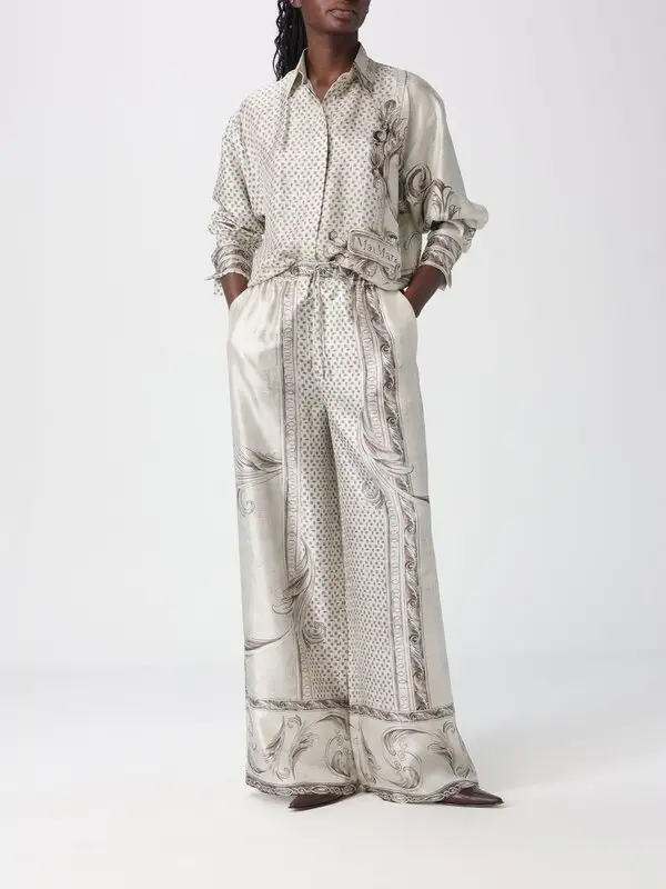 Max Mara Printed Wide Leg Trousers - Ivory